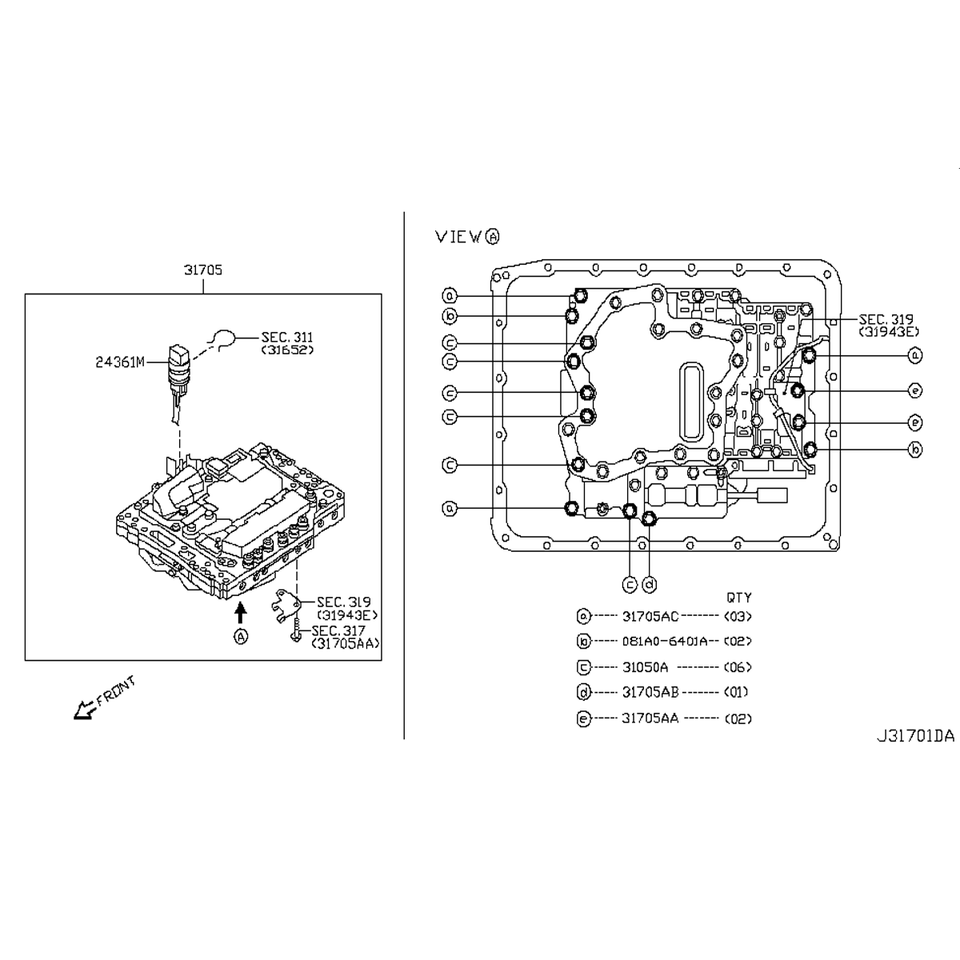 2016-2019 Nissan Titan 5.6L Transmission Valve Body TCM 31705-X100D ...
