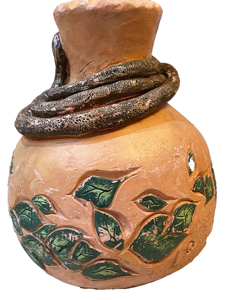 Vintage Large Native American Pottery Snake Pot Vase Signed Comanche 19 ...