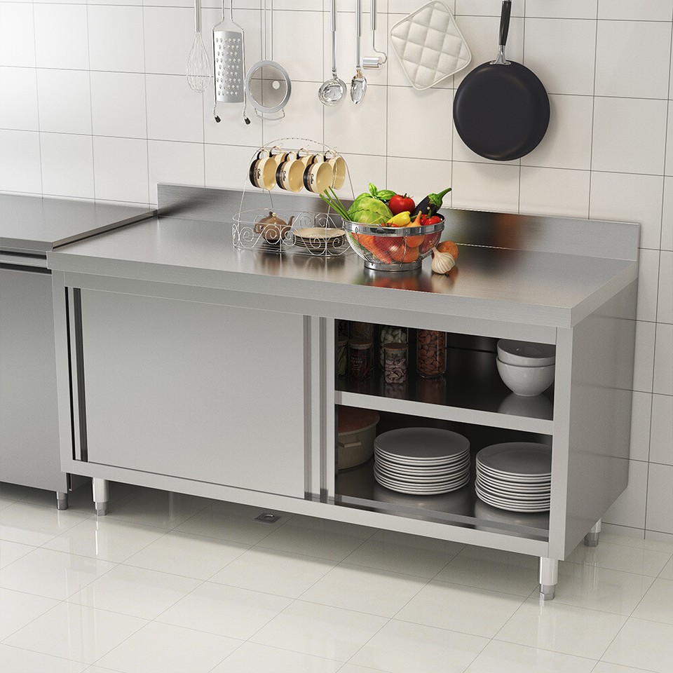 150cm Stainless Steel Commercial Kitchen Floor Cabinet Work Table ...