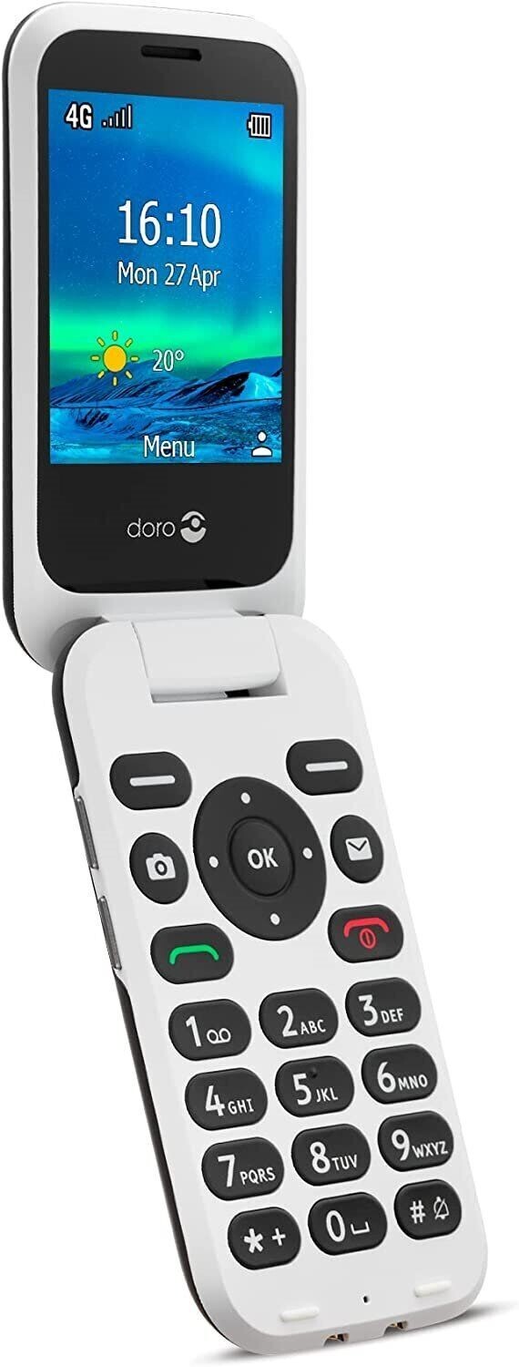 Téléphone portable Doro 6820 4G - noir/blanc personnes âgées pliable ...