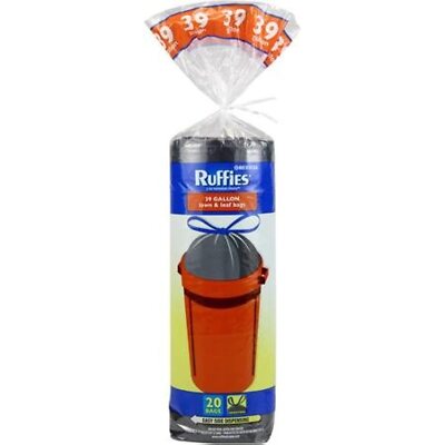 Ruffies Drawstring Black Lawn & Leaf Bags, 39 gallon, 20 count | eBay