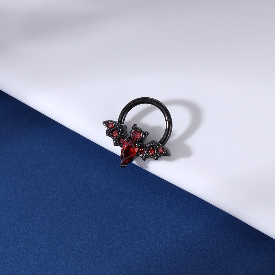 16G CZ Bat Nose Septum Rings Stainless Steel Hoop Helix Cartilage Rook ...