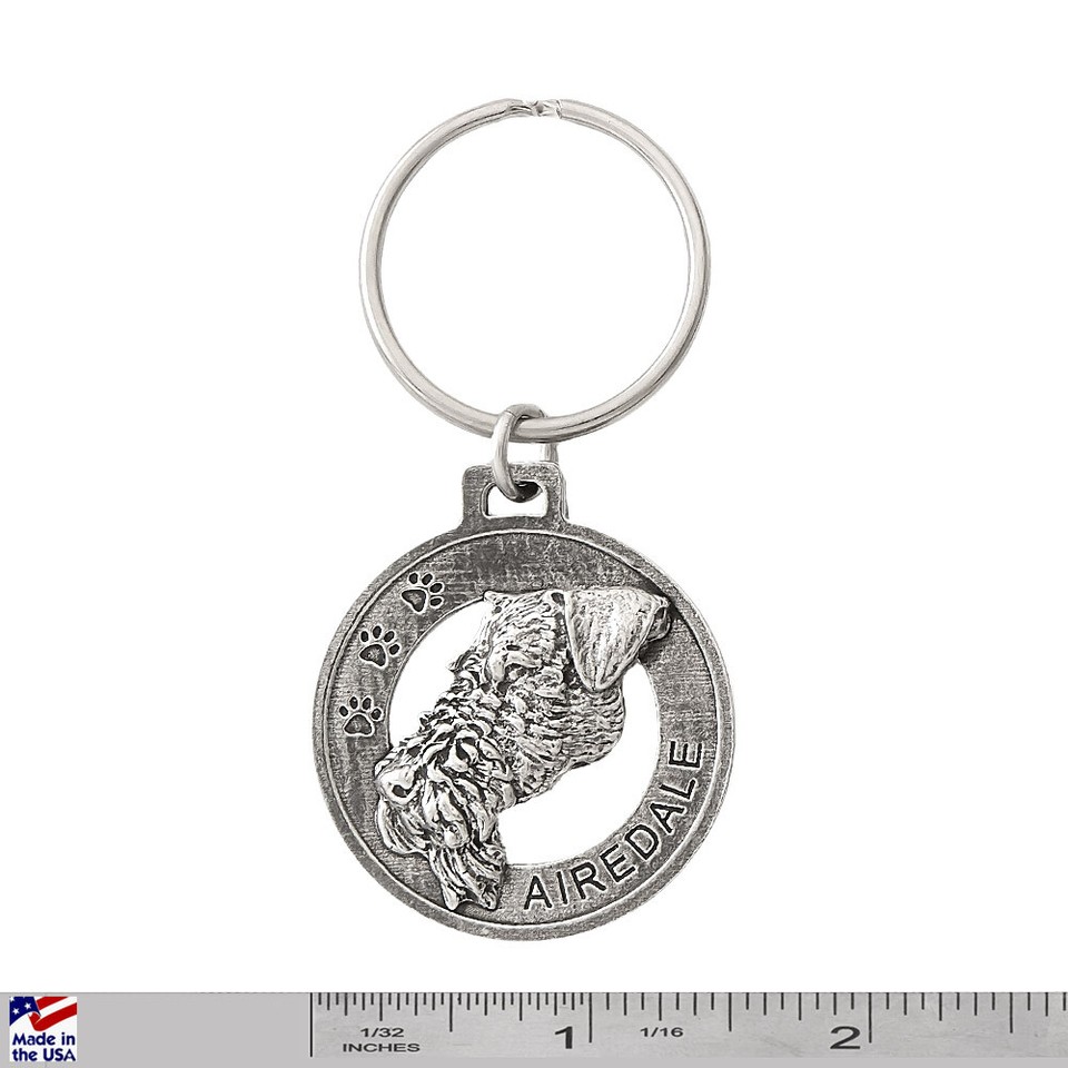 Creative Pewter Designs Airedale Terrier Dog Pewter KeyChain, Key Fob ...