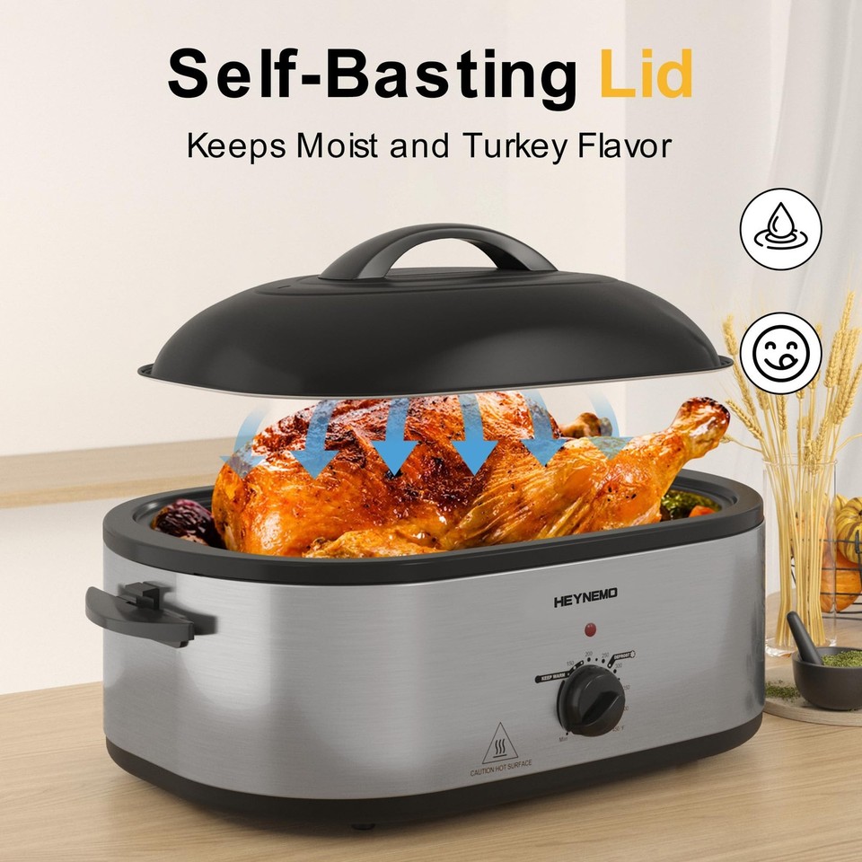 Roaster Oven 22 Quart Electric, Turkey Roaster with Self-Basting Lid ...