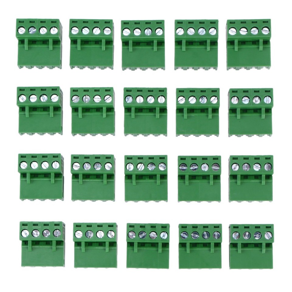 Pluggable Green PCB Terminal Block Connector 4 Position 5.08 mm Pin ...