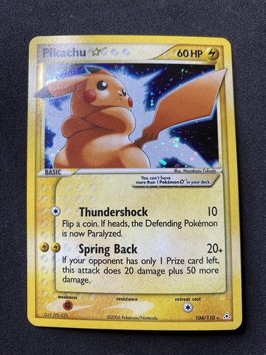 Pikachu Gold Star Holo Rare 104/110 EX Holon Phantoms Pokemon Card ...
