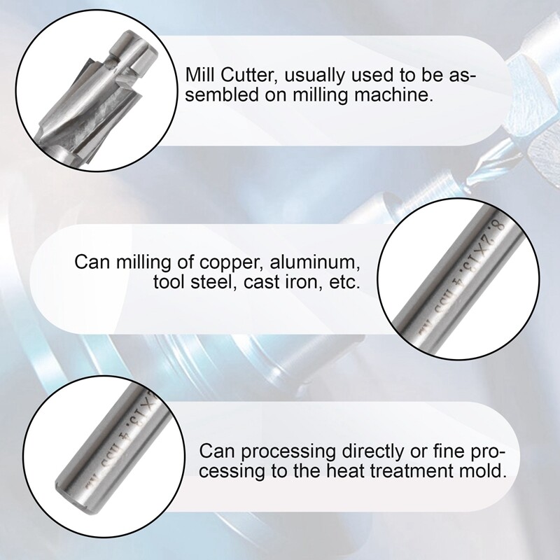5Pcs HSS Counterbore End Mill M3-M8 Pilot Slotting Tool Milling Cutter ...