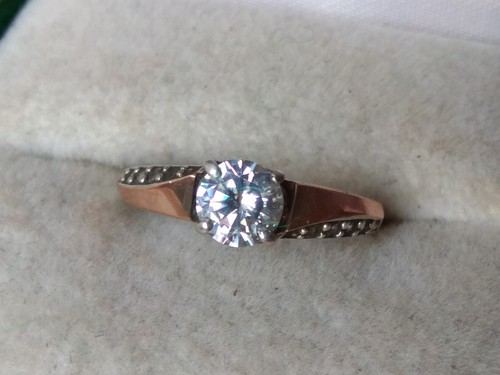 Vintage Ring size 7 SILVER 875 and GOLD stamp 375 Ukraine white stone ...