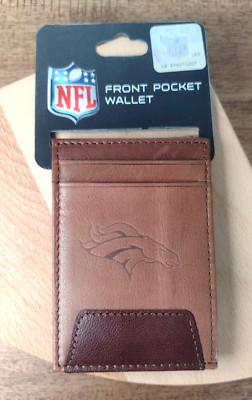 Denver Broncos Men's Leather Wallet - Brown Front Pocket Wallet - NFL ...