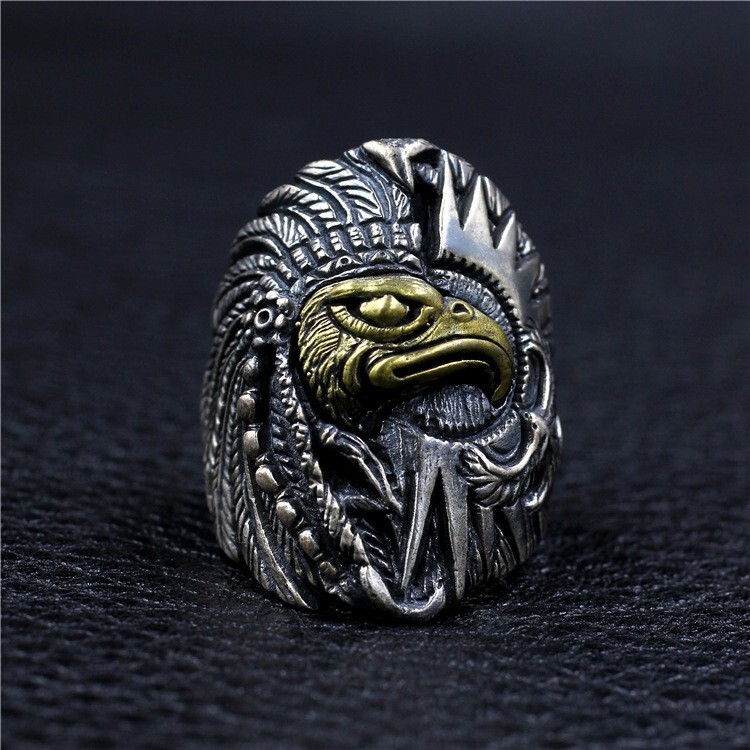 Indian Chief Sun Totem Eagle 925 sterling silver heavy biker punk men's Ring BWL | eBay