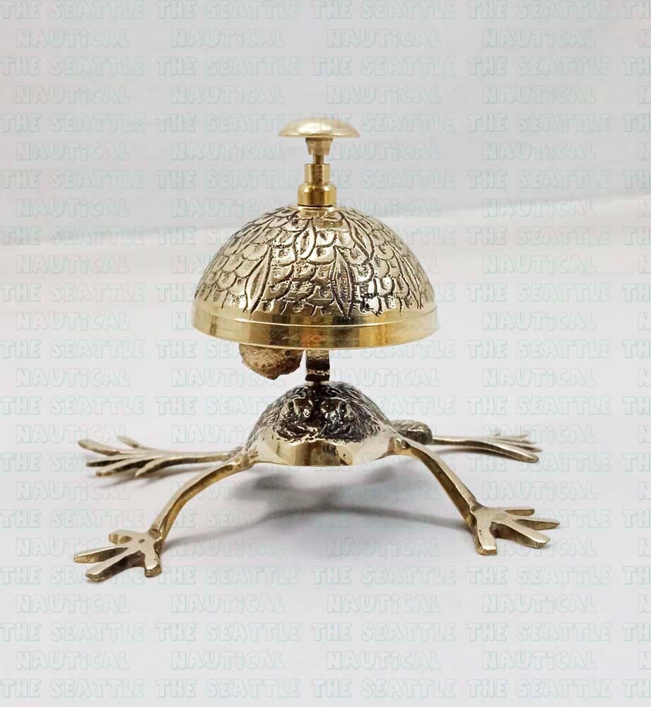 Solid Brass Frog Bell Office Table Desktop Bell Counter Reception Call ...