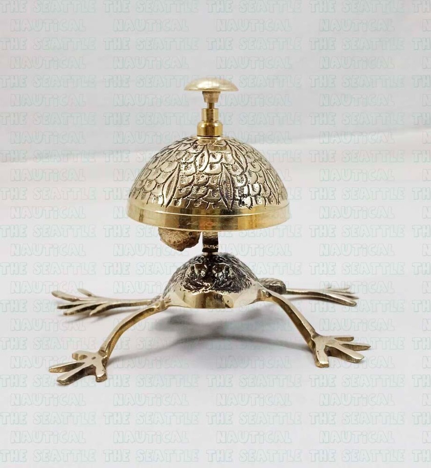 Solid Brass Frog Bell Office Table Desktop Bell Counter Reception Call ...