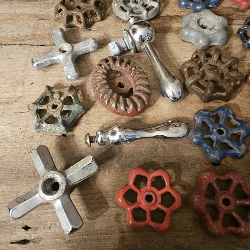 VINTAGE WATER FAUCET HANDLES - 35 OLD WATER VALVE HANDLES | eBay