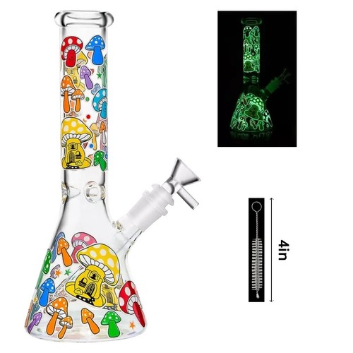 10 Inch Colorful Mushroom Beaker Bong Glass Bongs Water Pipe Hookah ...