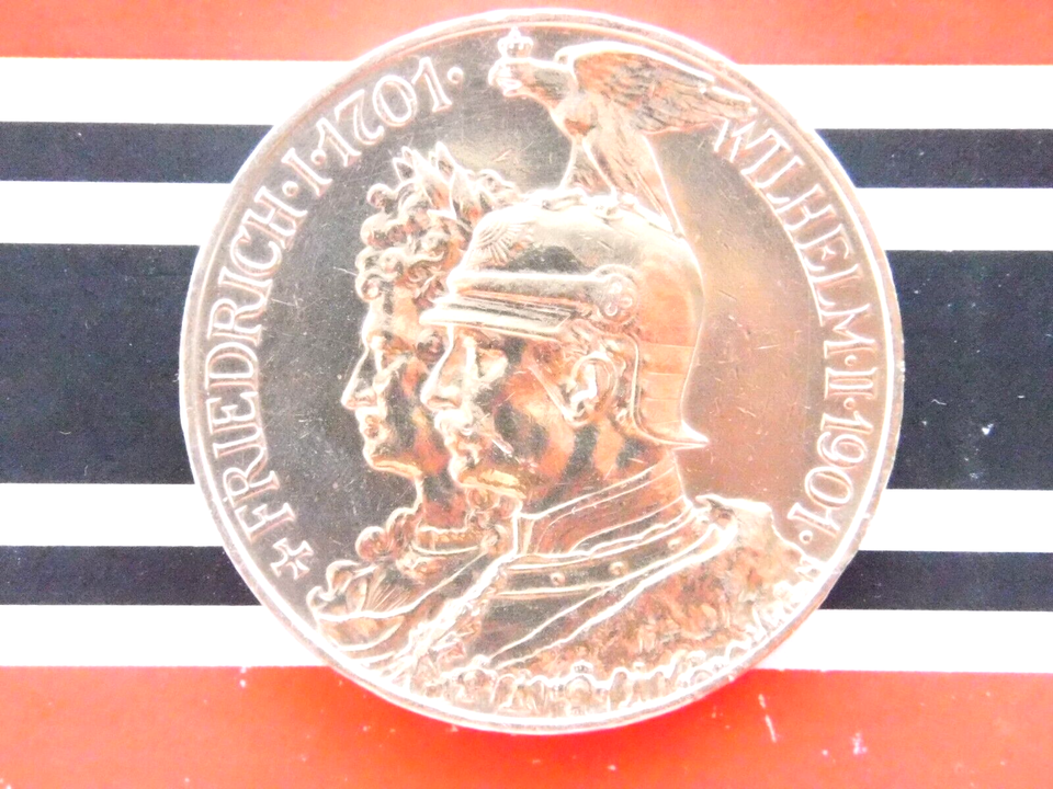 GERMAN Coin 5 MARK 1901 A PRUSSIA Bicentennial WILHELM II. EMPIRE 90% ...