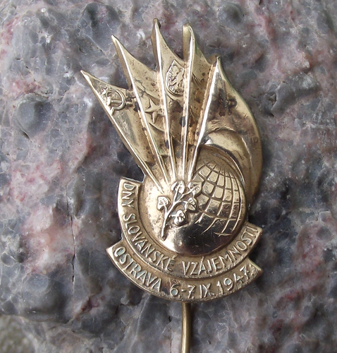 1947 National Slavic Celebration Fair Show Expo Ostrava Flags Pin Badge ...