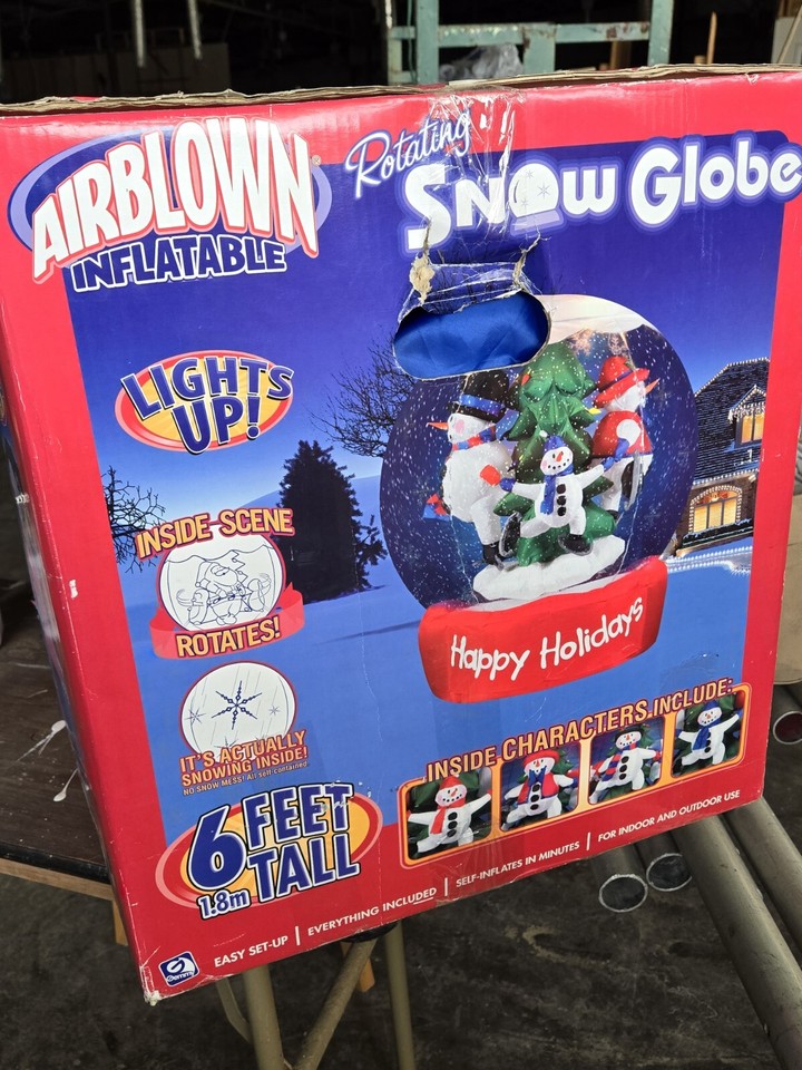 Christmas 6' Airblown Inflatable Snowman Snow Globe 2005 Gemmy Rotating ...