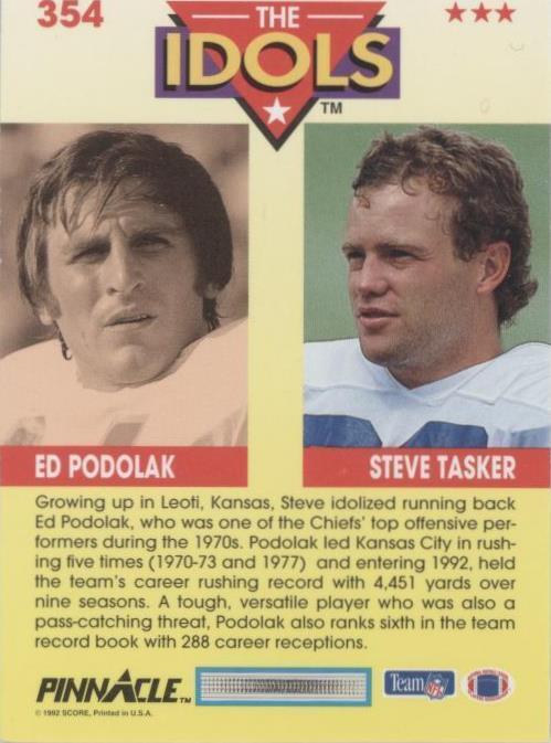 Las mejores ofertas en 1992 Pinnacle Ed Podolak Steve Tasker #354 | eBay