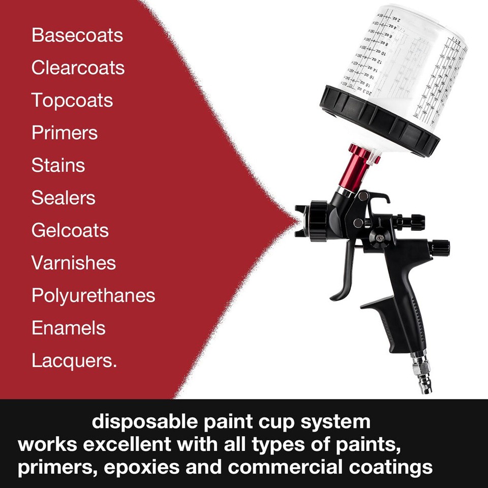 50 Pack PPS CUPS Disposable Paint Spray Gun Cup Liners and Lid System ...