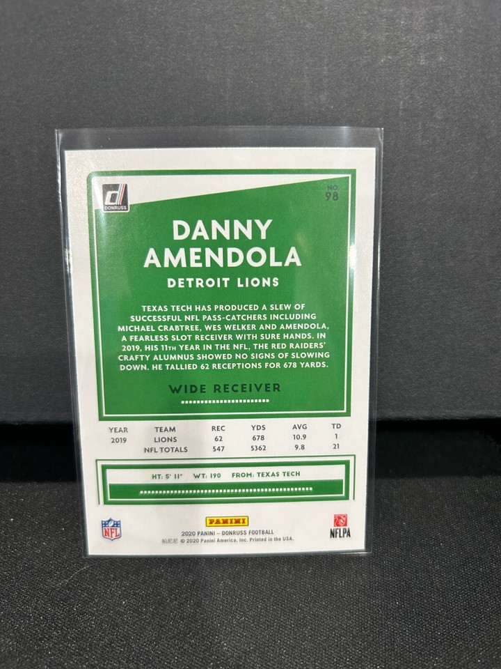 2020 Donruss Press Proofs Red #98 Danny Amendola Lions Football Card v ...