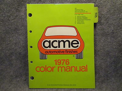 1976 ACME Automotive Finishes Color Manual Guide Chrysler Ford GM Truck ...