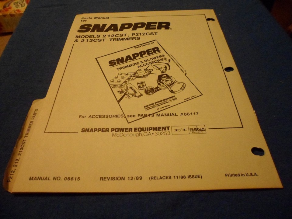 (DRAWER 22) Snapper 212CST P212CST 213CST Trimmer Parts Manual 06615 | eBay