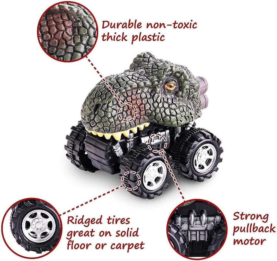 Dinosaur Toys for 3-7 Year Old Kids, Pull Back Dinosaur Cars for Kids ...