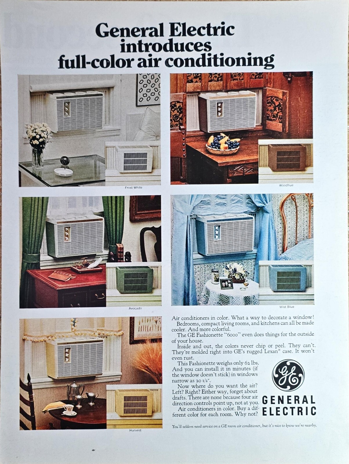 GENERAL ELECTRIC - Air Conditioning - The GE Fashionette 6000-1968 VTG ...