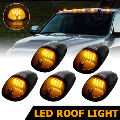 5pc Black Lens Amber Smoked Cab LED Roof Marker Running Lights For ...