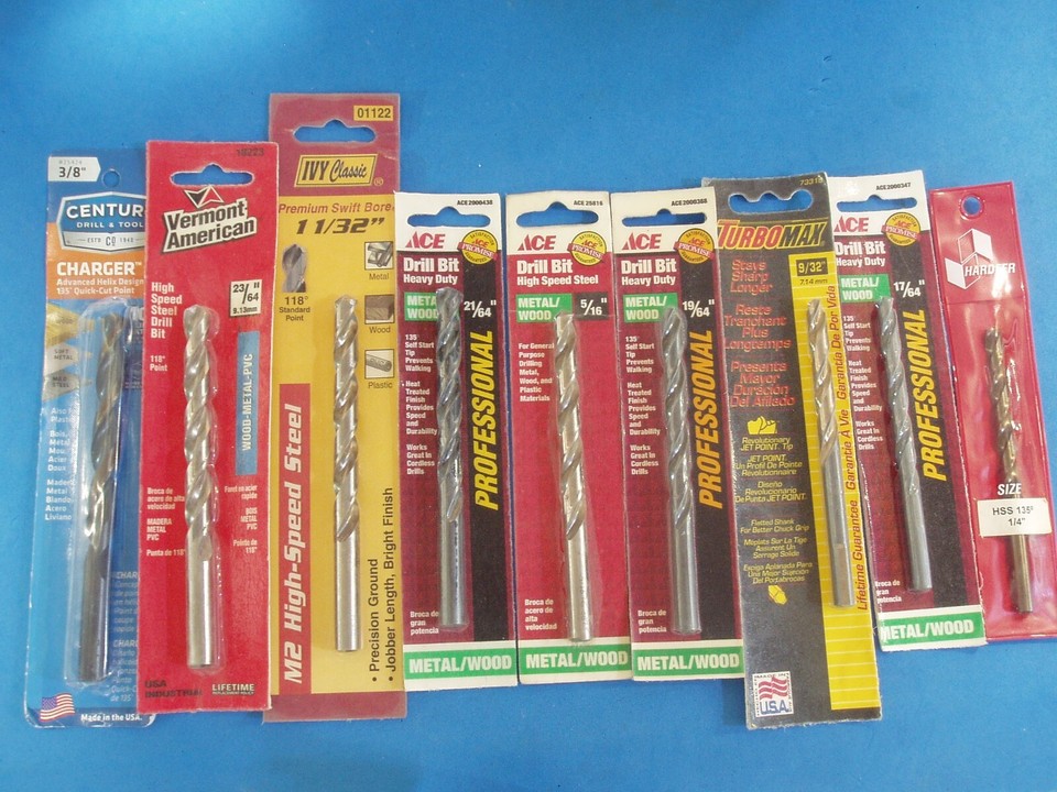 34 PIECE HIGH SPEED STEEL DRILL BIT ASSORTMENT STRAIGHT SHANK MADE IN ...