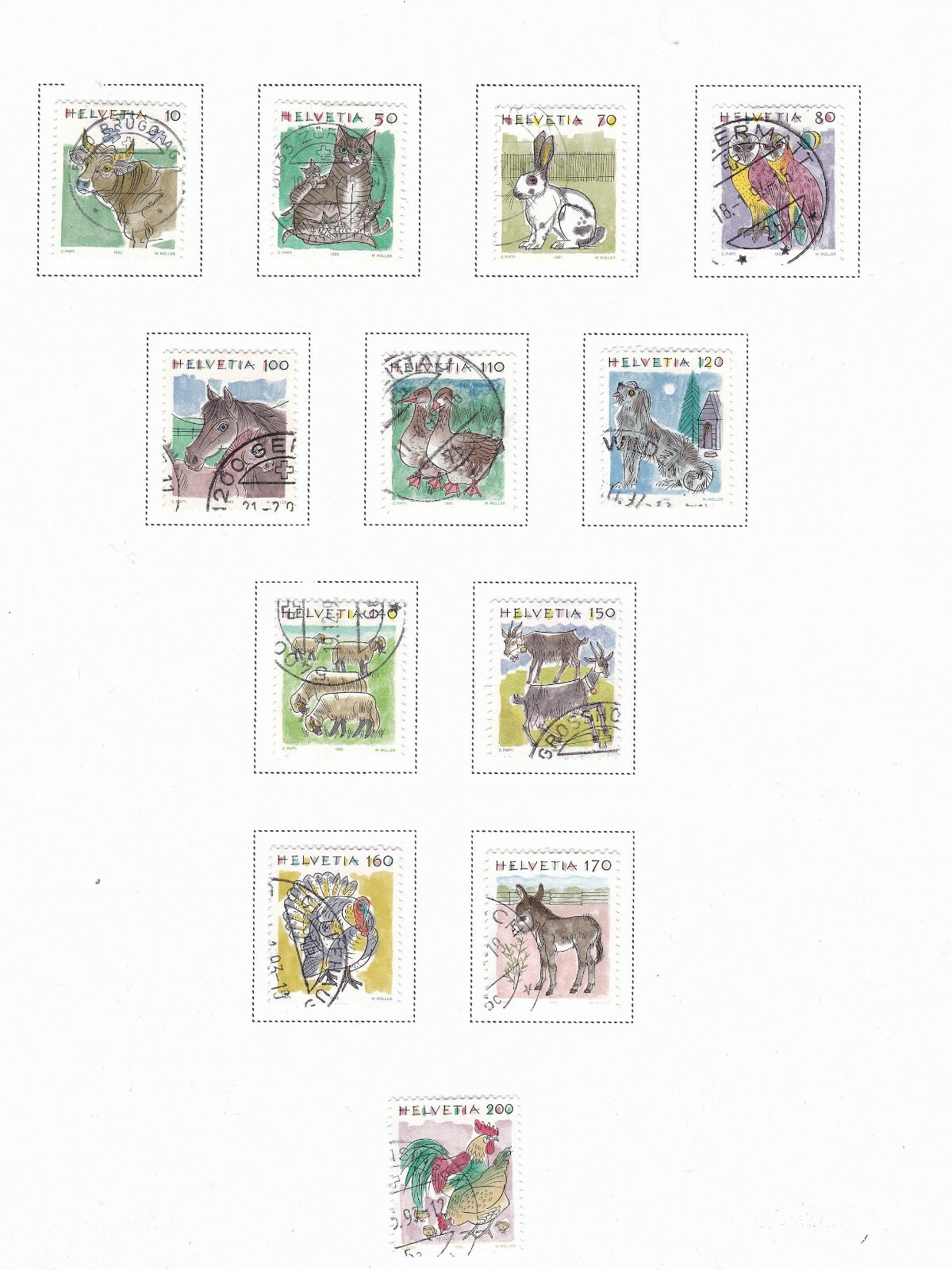 SWITZERLAND^^^1982-86 used SET on page ( ZODIAC signs ) $$@dca ...