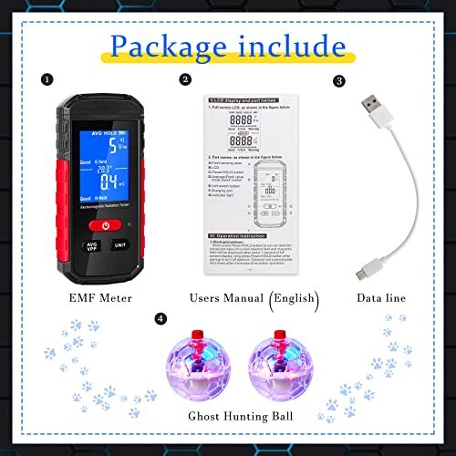 Ghost Hunting Equipment Kit Emf Meter with 2 Motion Light up Cat Balls ...