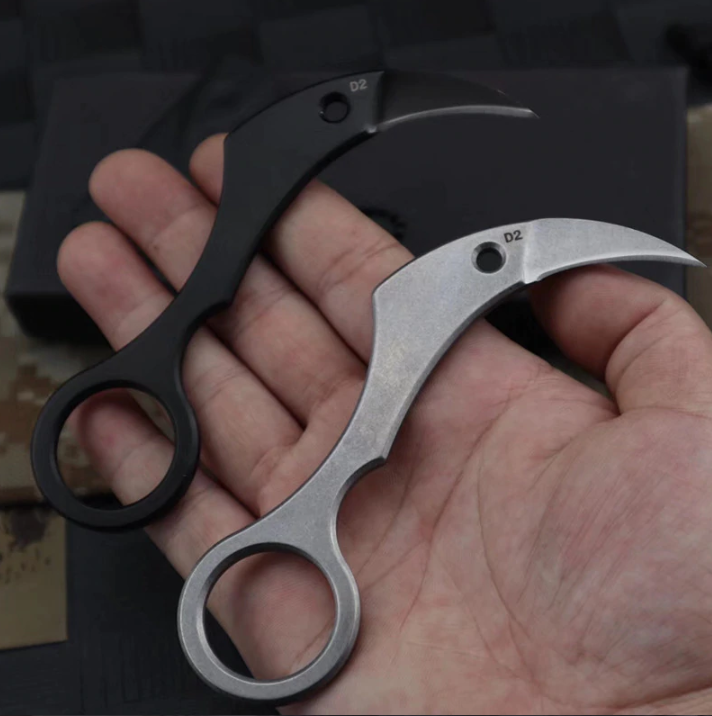 Tactical Karambit Fixed Blade Knife Full Tang D2 Blade Hunting Survival ...