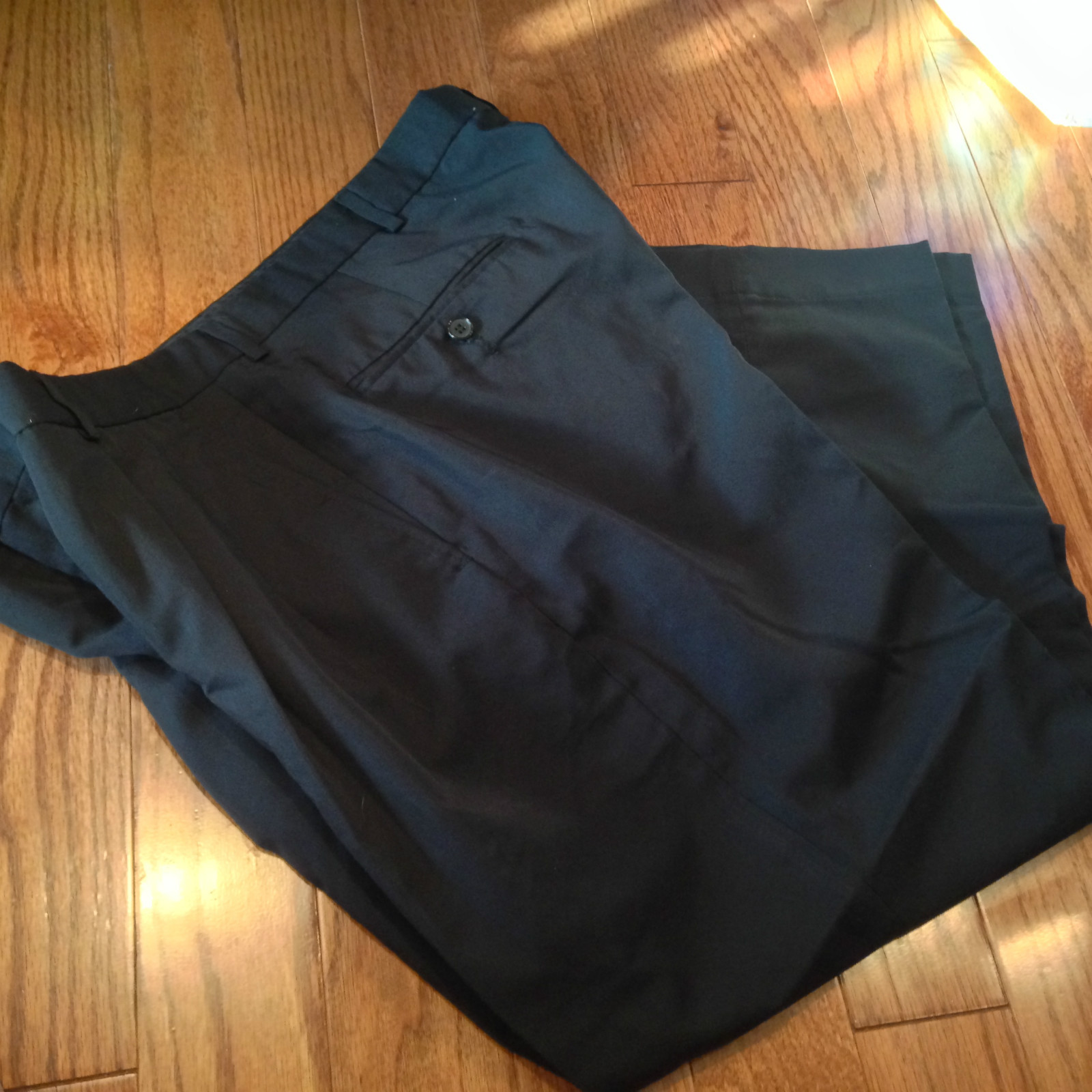 Men's GEORGE Dress Slacks Pants 40/27 Black Pleated Front Polyester ...