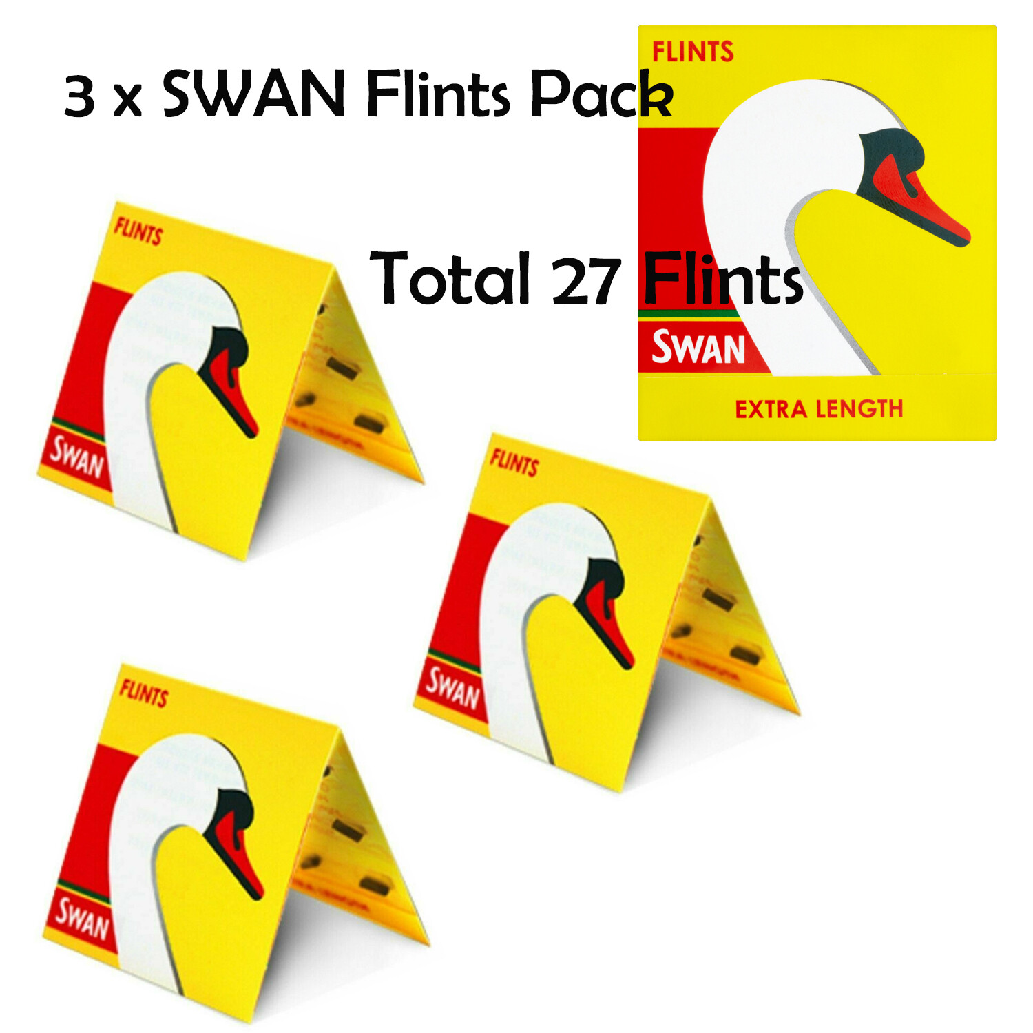27pcs Swan Flints Fits In All Types Flint Cigarette Lighters Universal ...