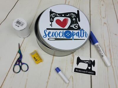 Sewciopath, Sewing, Round, Tin, Empty, Metal, Sewing Box, Storage Tin ...