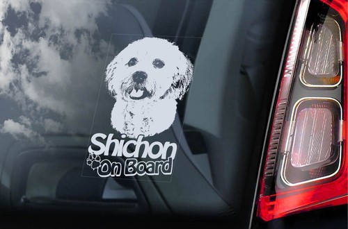 Autocollant pour chien Shichon, autocollant pour fenêtre de voiture ...