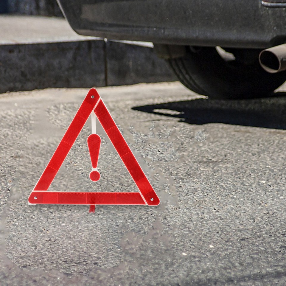 2PCS Reflective Warning Sign Foldable Triangle Car Hazard Breakdown Car ...