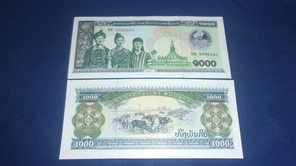 Lot of 10 Bank Notes from Laos 1000 Kip Uncirculated | eBay