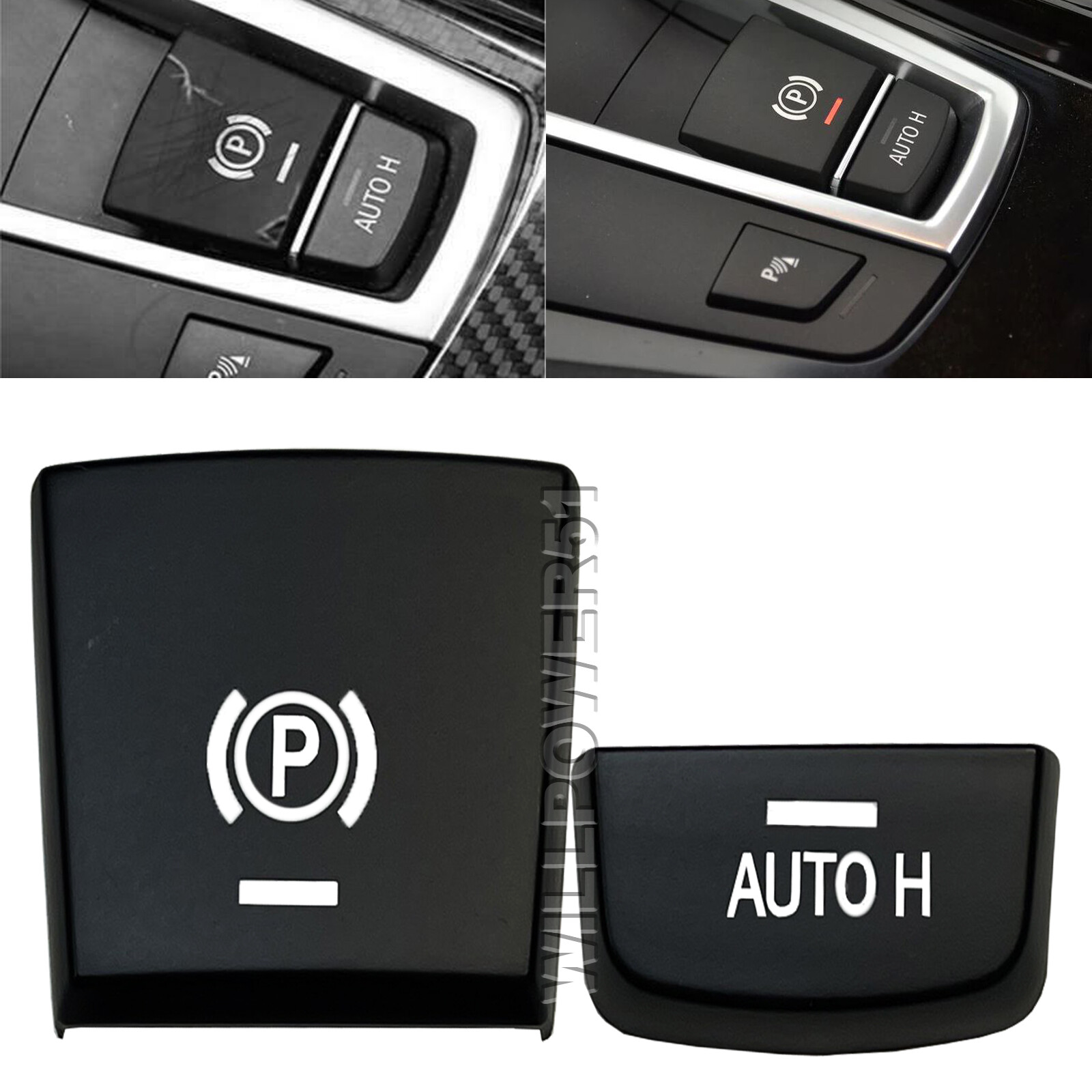 Black Interior Auto H E Brake Parking Button Cover Fits 12-19 F12 F06 ...