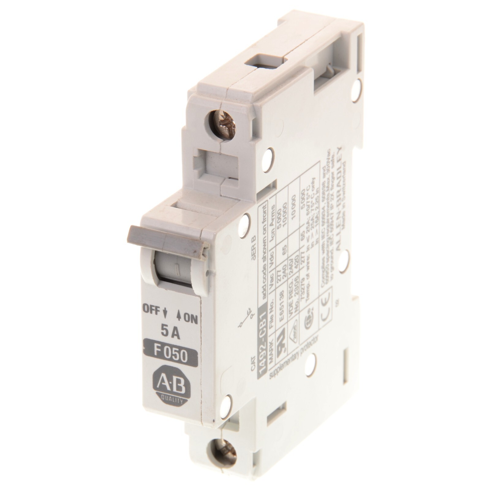 Allen Bradley 1492-CB1 F050 5A Amp Series B Din Rail Circuit Breaker ...