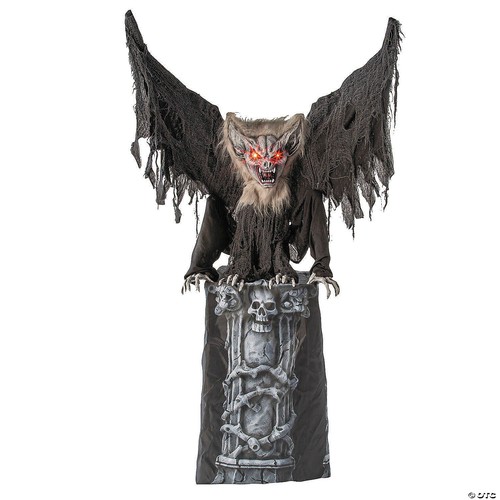 4.9 Ft Gargoyle Tombstone Animatronic Moving Wings Halloween Haunt Prop ...