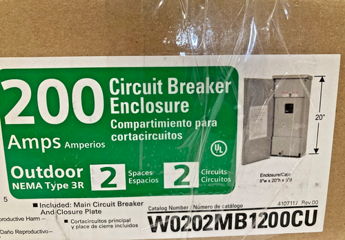 SIEMENS 200A Circuit Breaker W0202MB1200CU Outdoor 200 Amp 2 Space | eBay