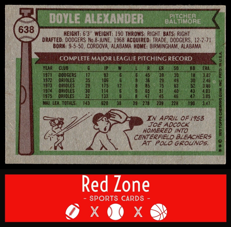 1976 Topps - #638 Doyle Alexander EX | eBay