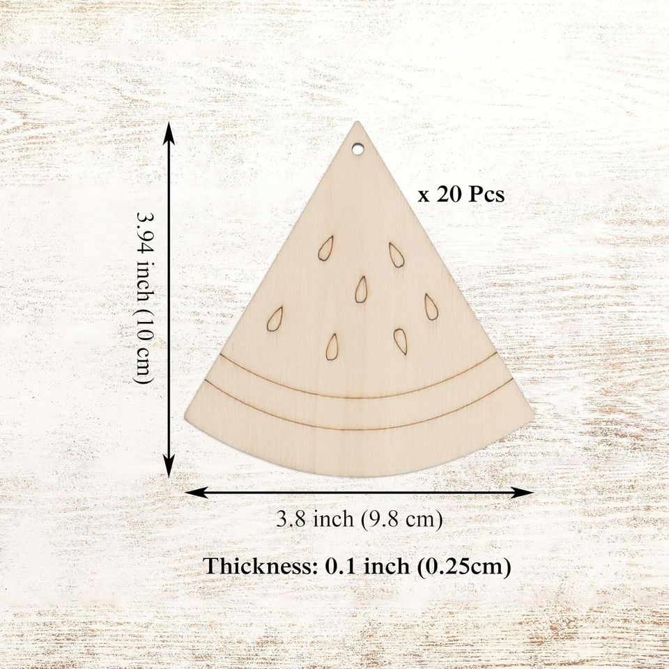 20Pcs Watermelon Wood Cutouts Crafts Wooden Watermelon Shaped Hanging ...