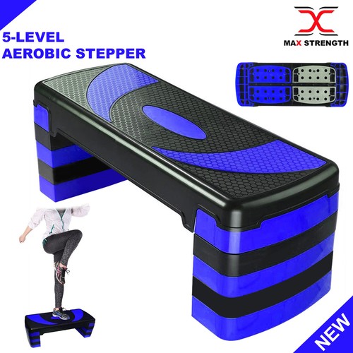 MaxStrength Adjustable 5 Level Aerobic Stepper Yoga Step Gym Fitness ...