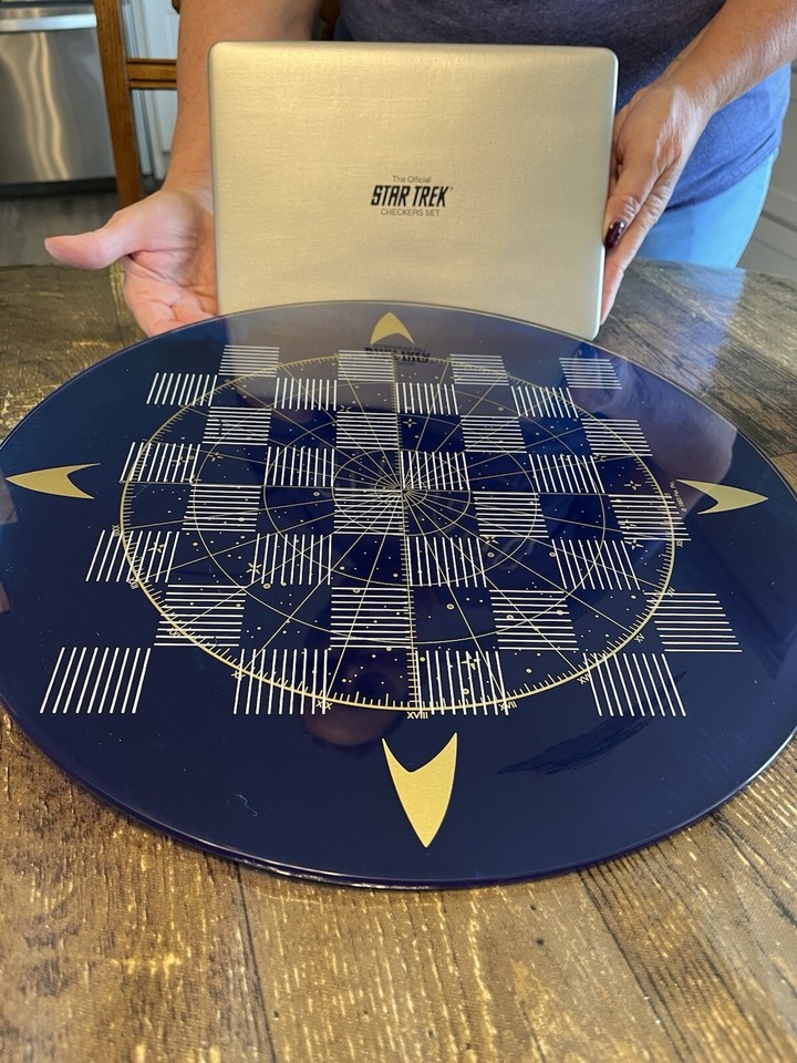 Star Trek Checkers Set W/Board NOS 1992 Franklin Mint ~ 24k Plated Gold ...