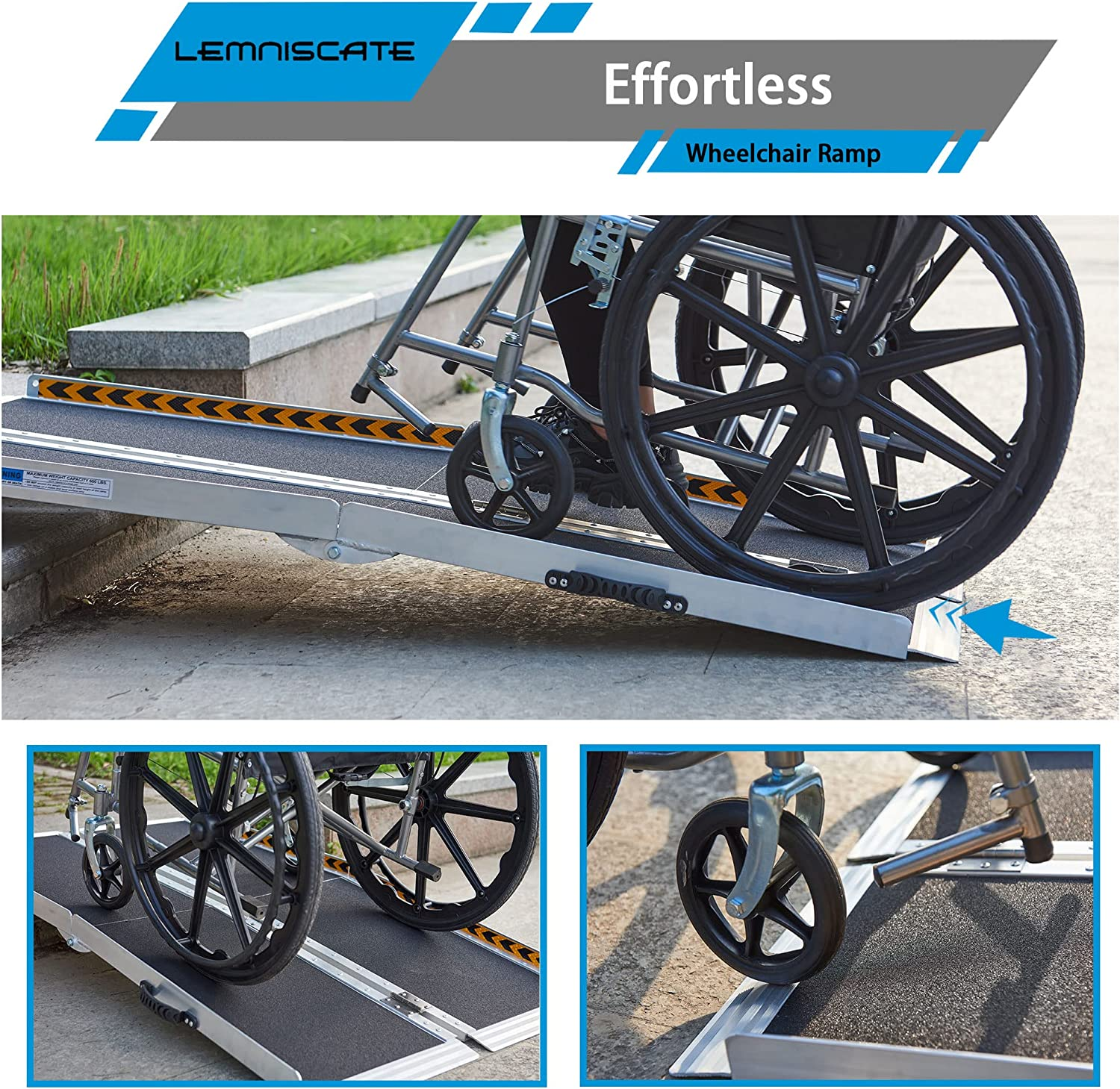 Wheelchair Ramps for Steps, 5FT Portable Aluminum Wheelchair Ramp for ...