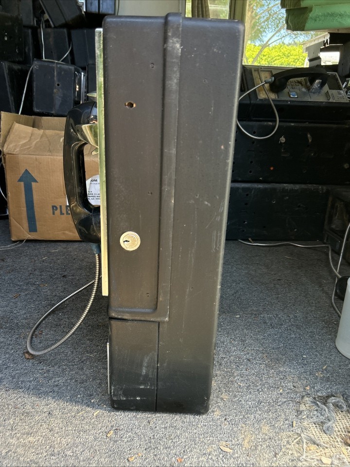 Vintage Black Phone Booth Payphone Push Button Telephone GTE Frontier ...