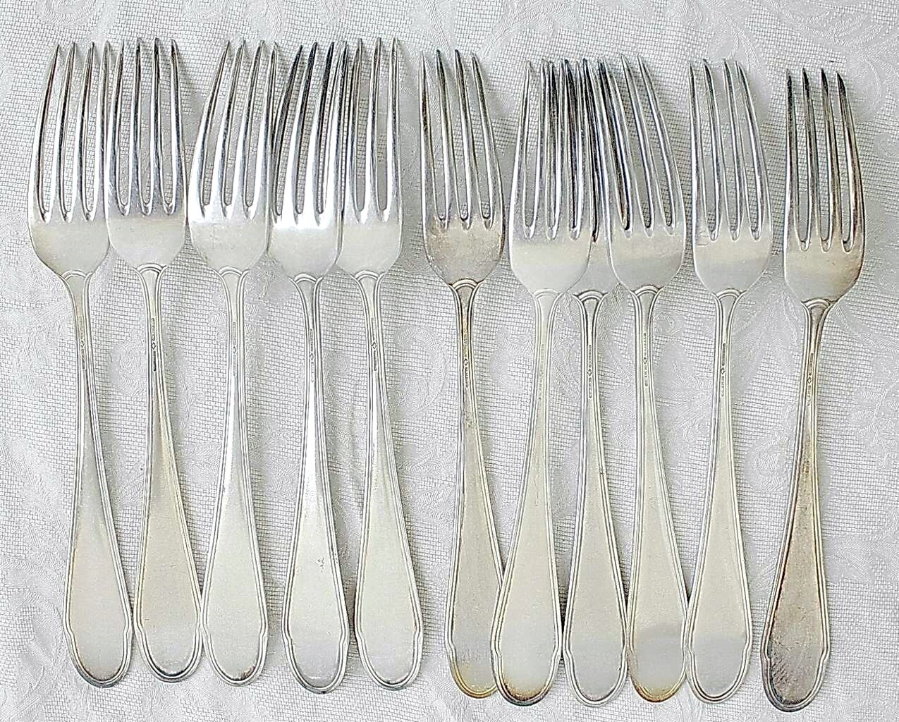 WMF ANTIQUE SILVERPLATE ALPACA 90 FLATWARE SET 29 PIECES KNIVES, FORKS ...